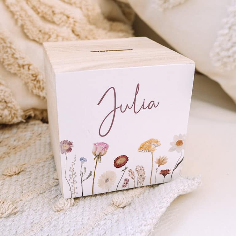 Spaarpot met naam - Wild Flowers - Hip&Mama Box