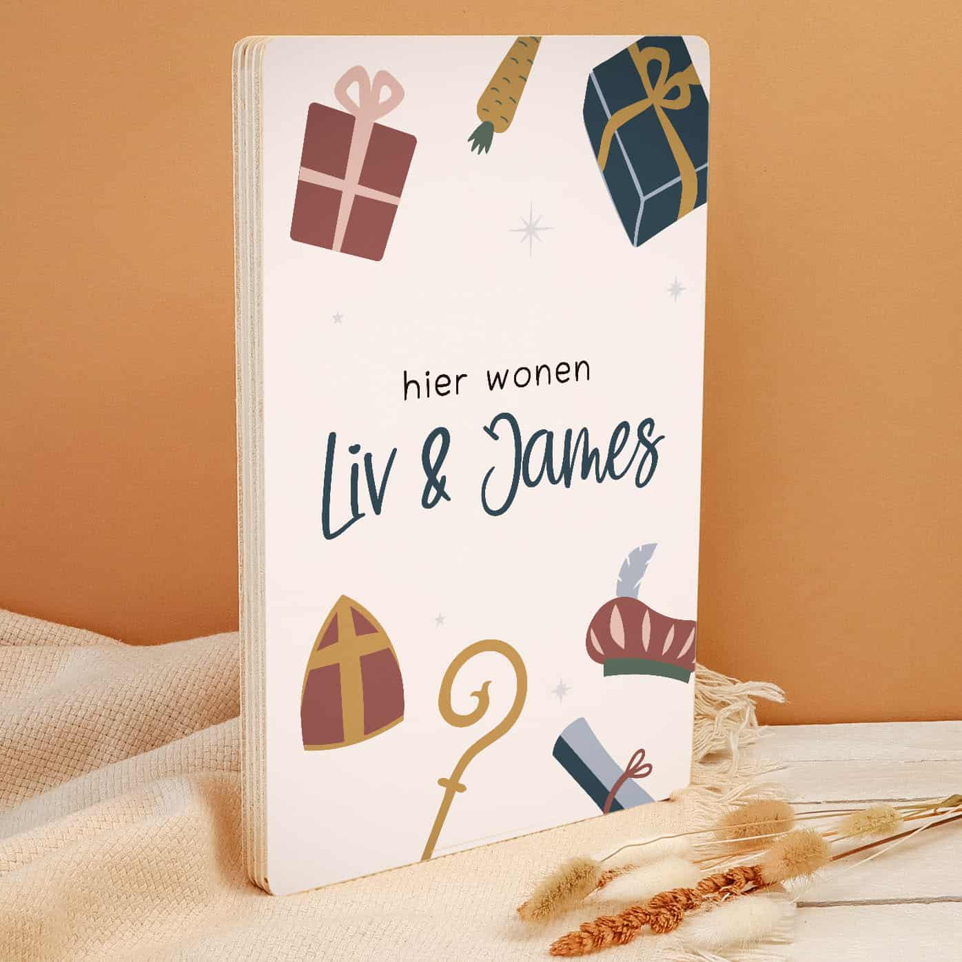 Sinterklaas poster van hout met naam - Hip&Mama Box