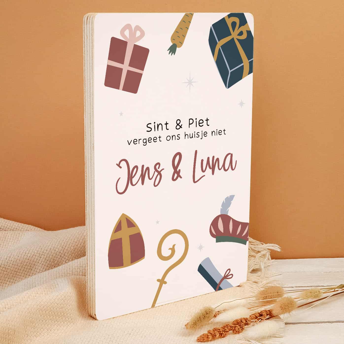 Sinterklaas poster van hout met naam - Hip&Mama Box
